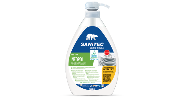 NEOPOL Green Power, ekoloģiskais trauku mazgāšanas līdzeklis, SANITEC, 1L